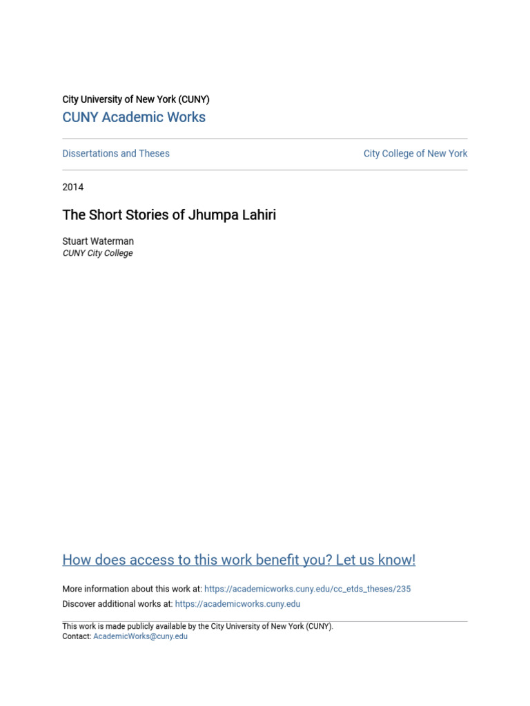 Analyzing Jhumpa Lahiri's Short Stories | PDF