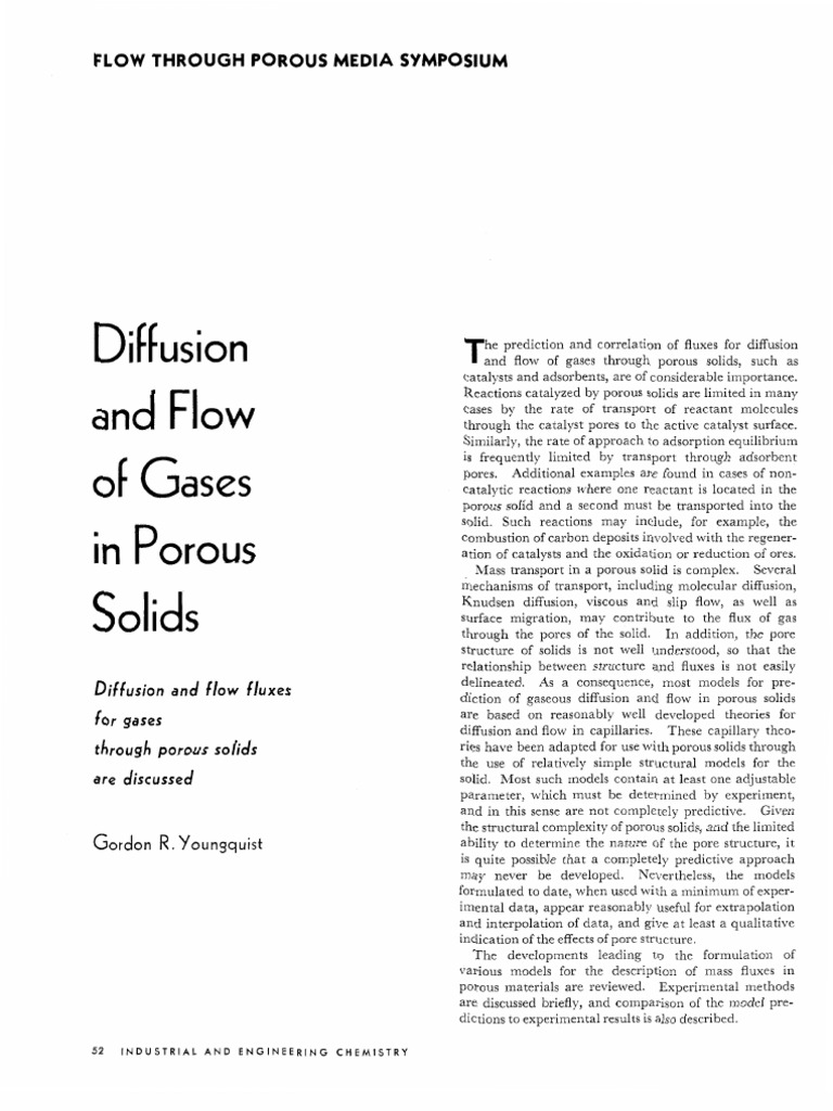 Diffusion and Flow of Gases in Porous Solids | PDF | Diffusion | Porosity