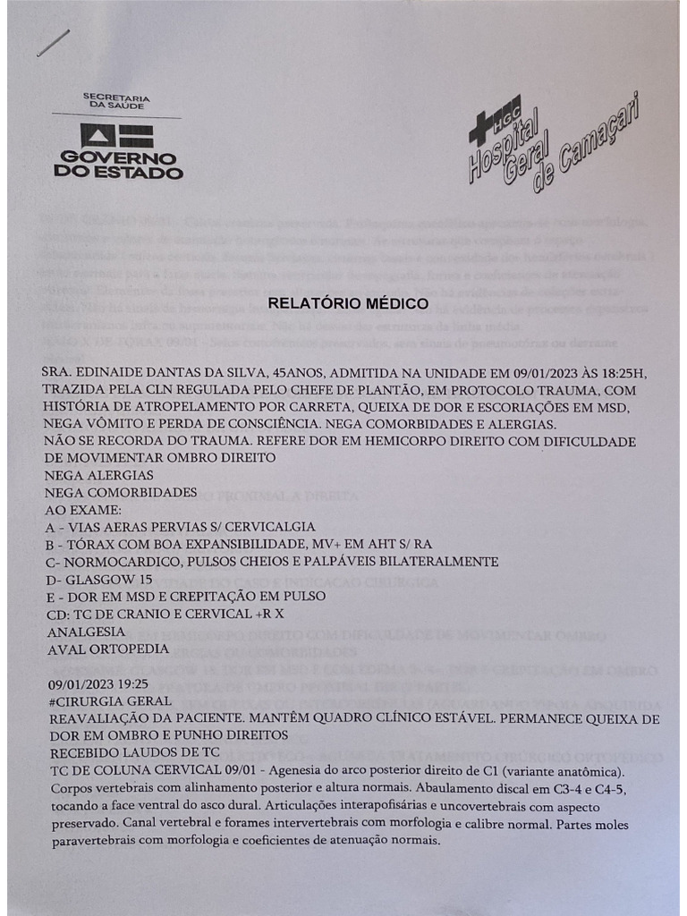 Relatório Médico - 1 | PDF