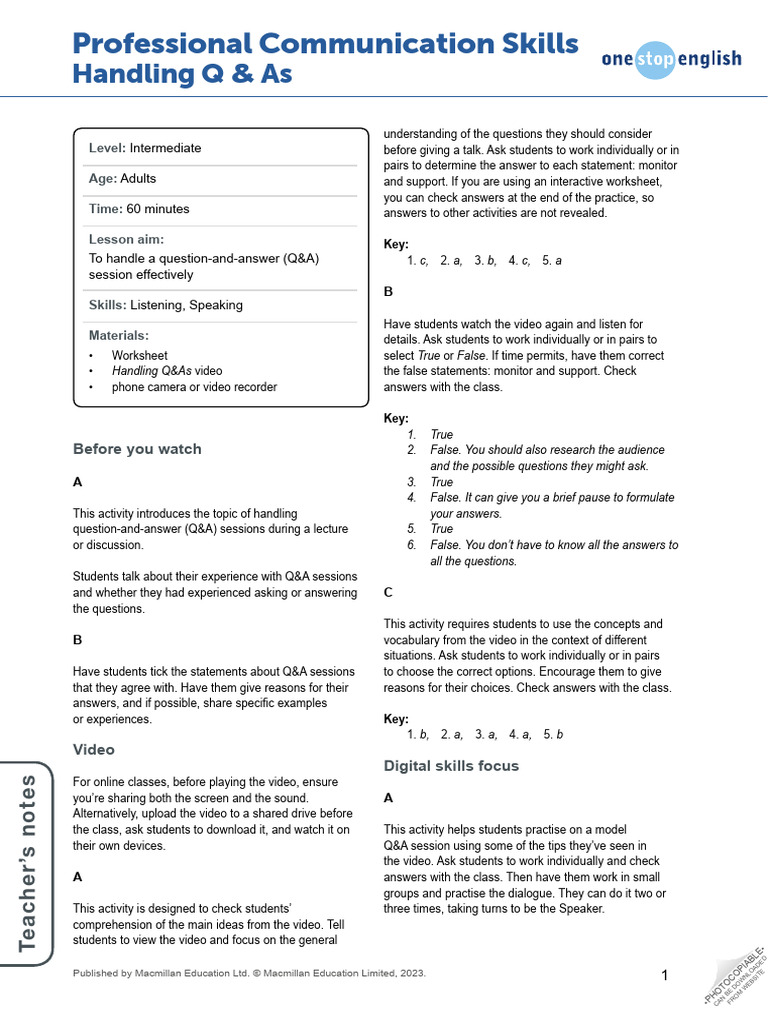 Effective Q&A Session Strategies | PDF | Linguistics | Cognition