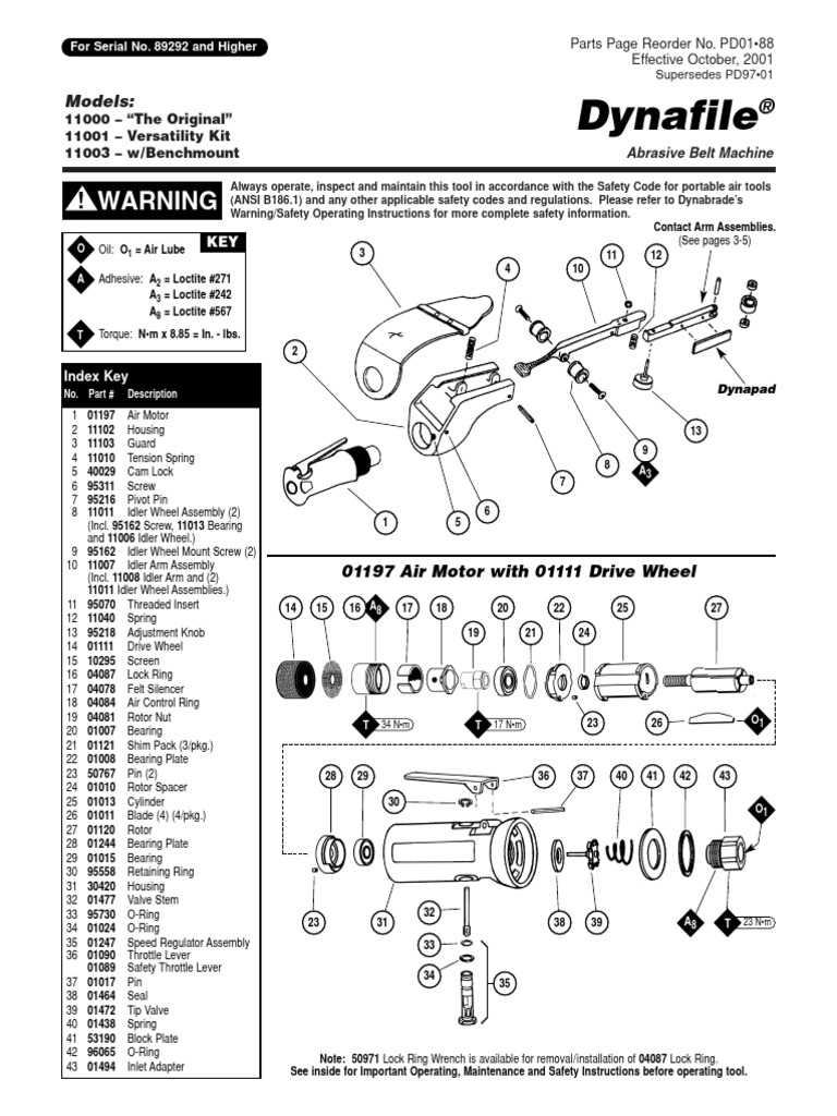 Dynafile Abrasive Belt Machine - For Serial No 89292 and Higher | PDF ...