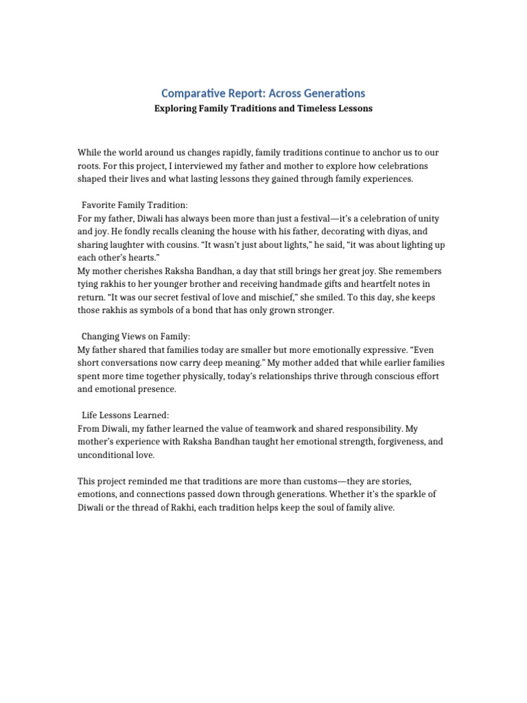 Family Interview Project Report | PDF