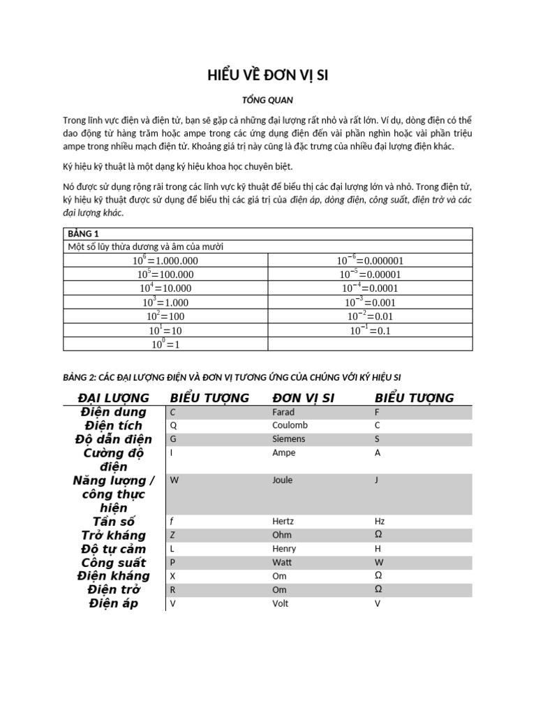 Understanding Si Units (Vie) | PDF