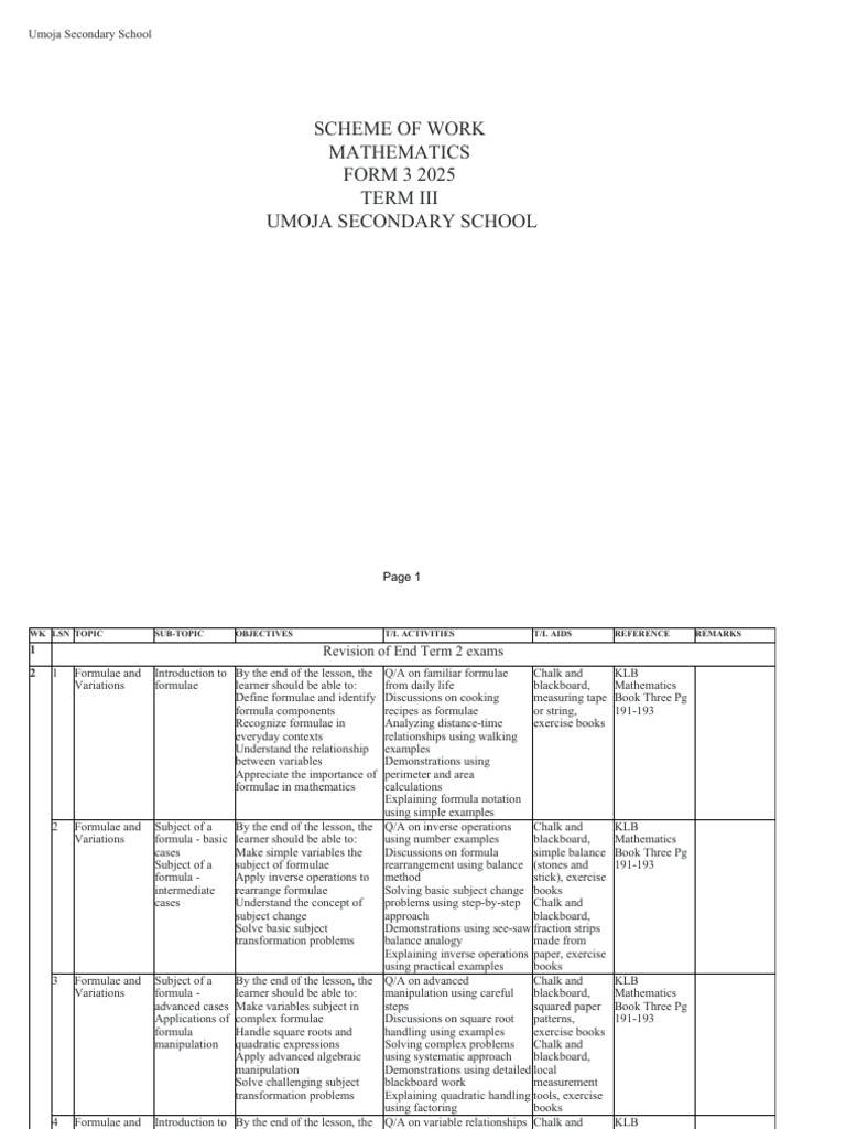 Mathematics - Form 3 - Term-III | PDF | Euclidean Vector | Geometry