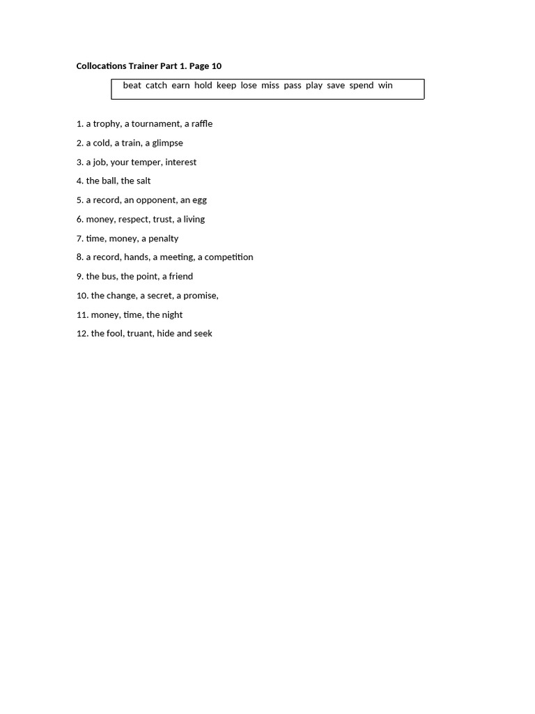 Common English Collocations List | PDF