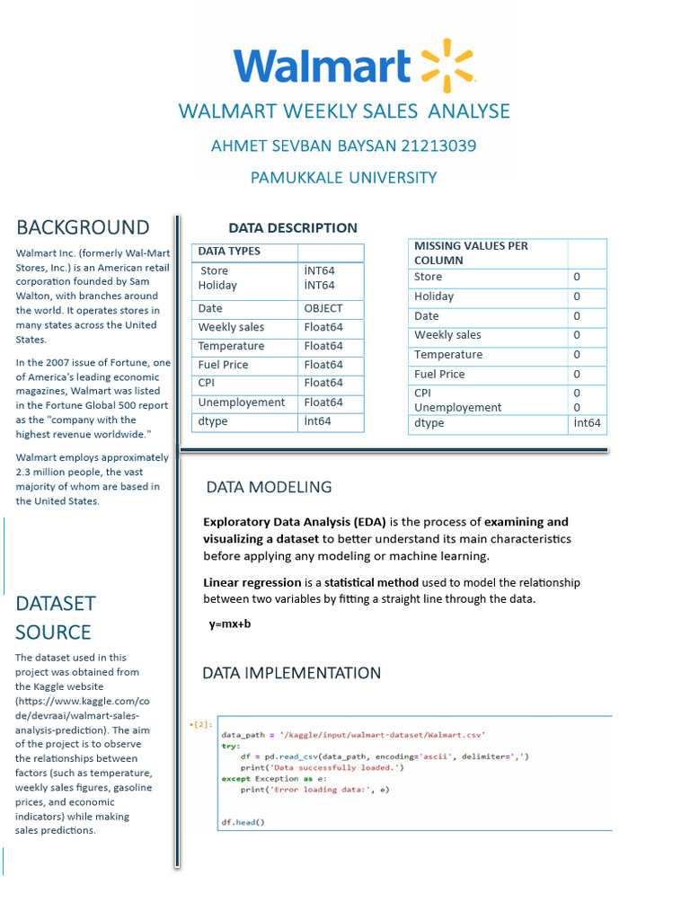 Walmart Weekly Sales Analysi̇s Poster | PDF | Multivariate Statistics ...
