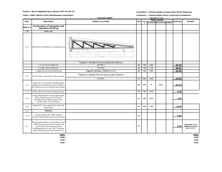 Take Off Sheet For Wooden Truss | PDF | Truss | Building Engineering