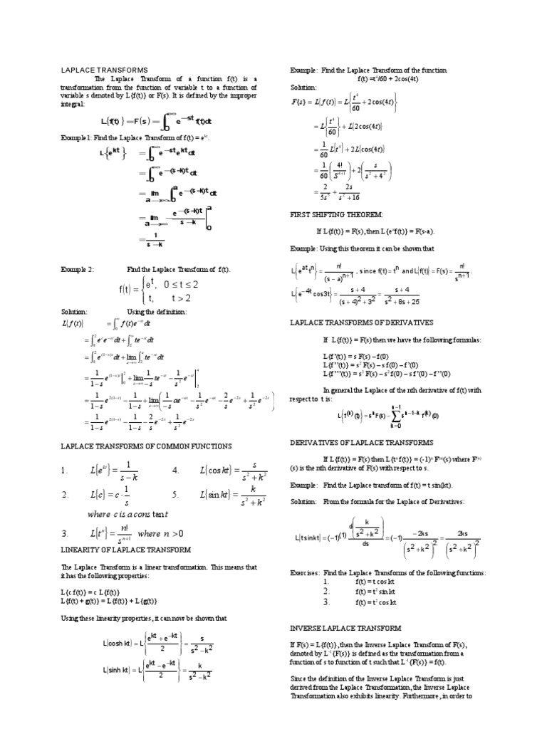 Fourth Exam LAPLACE - Notes | PDF | Laplace Transform | Theoretical Physics