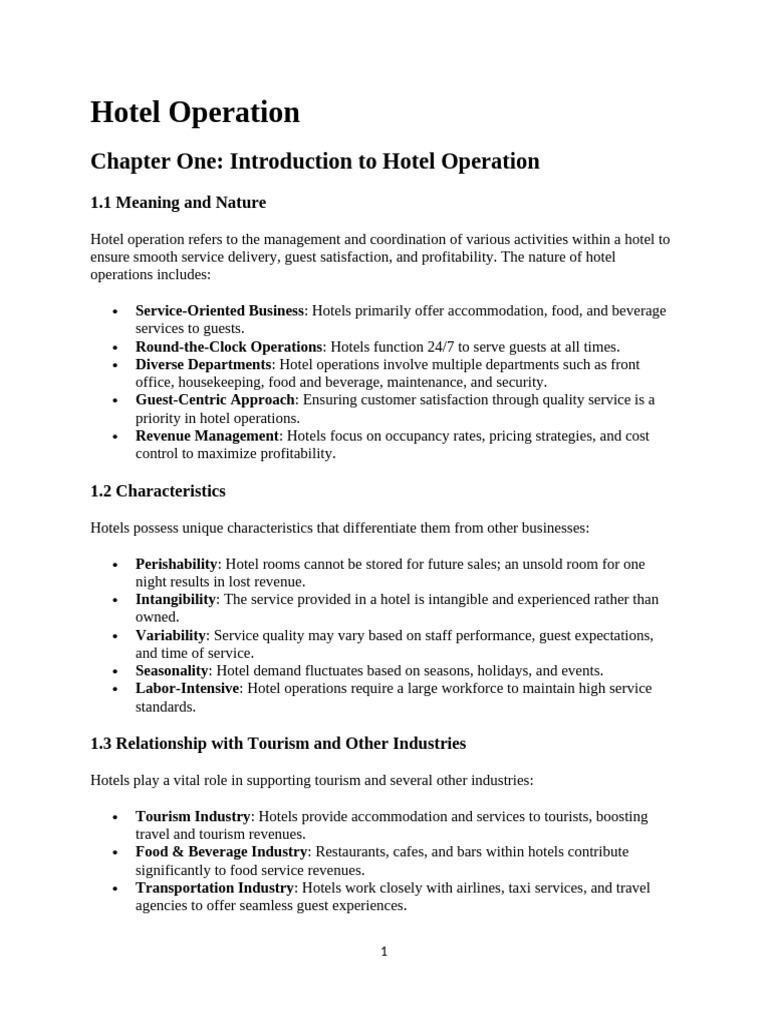 Understanding Hotel Operations Essentials | PDF | Hotel | Pricing