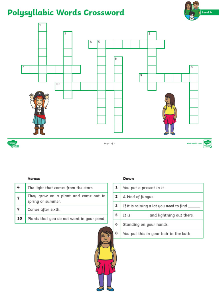 Polysyllabic Crossword Puzzle Level 4 | PDF