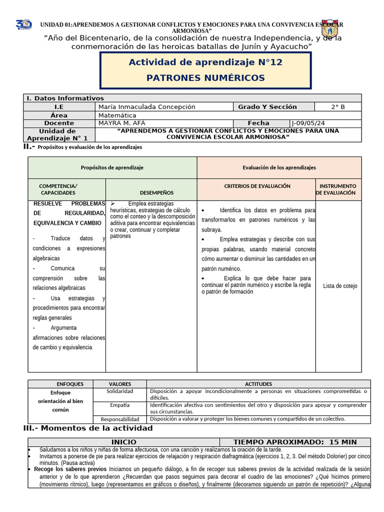 S12. - Patrones Numéricos | PDF | Aprendizaje | Experiencia subjetiva