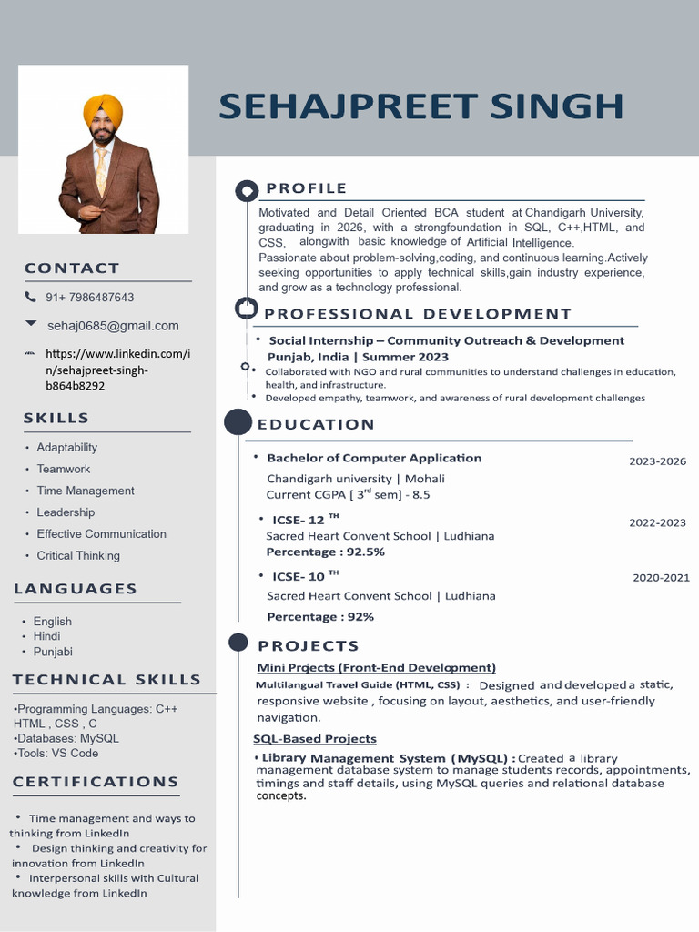 Sehajpreet Resume | PDF