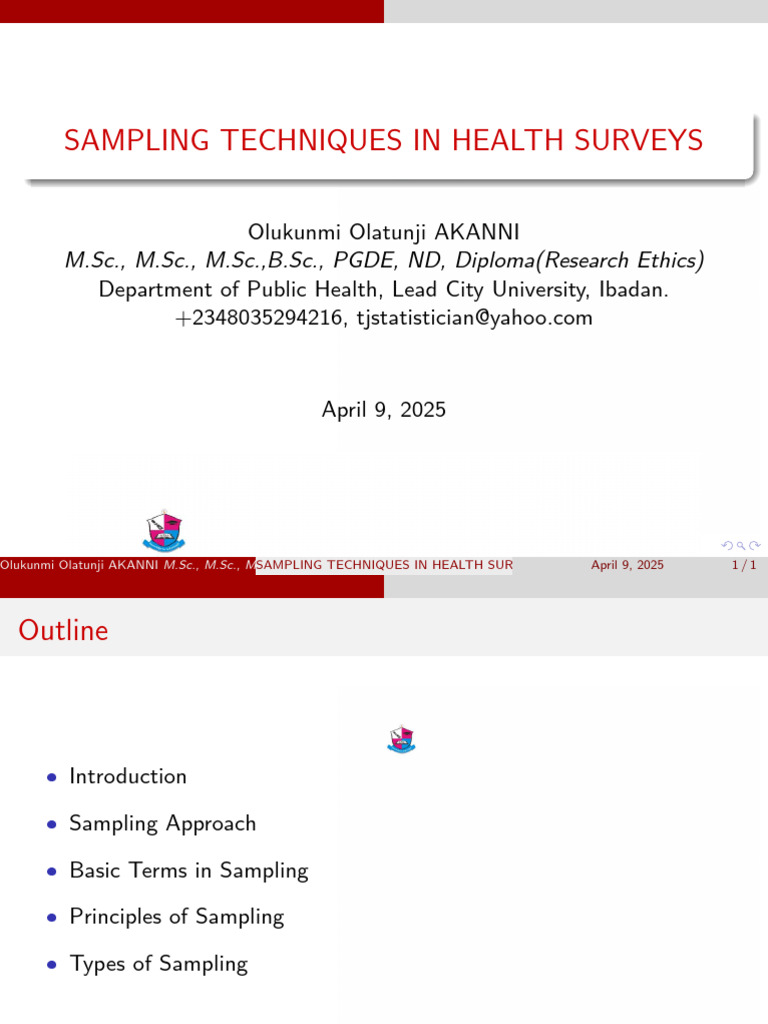 Sampling Techniques in Health Surveys-4 | PDF | Sampling (Statistics ...