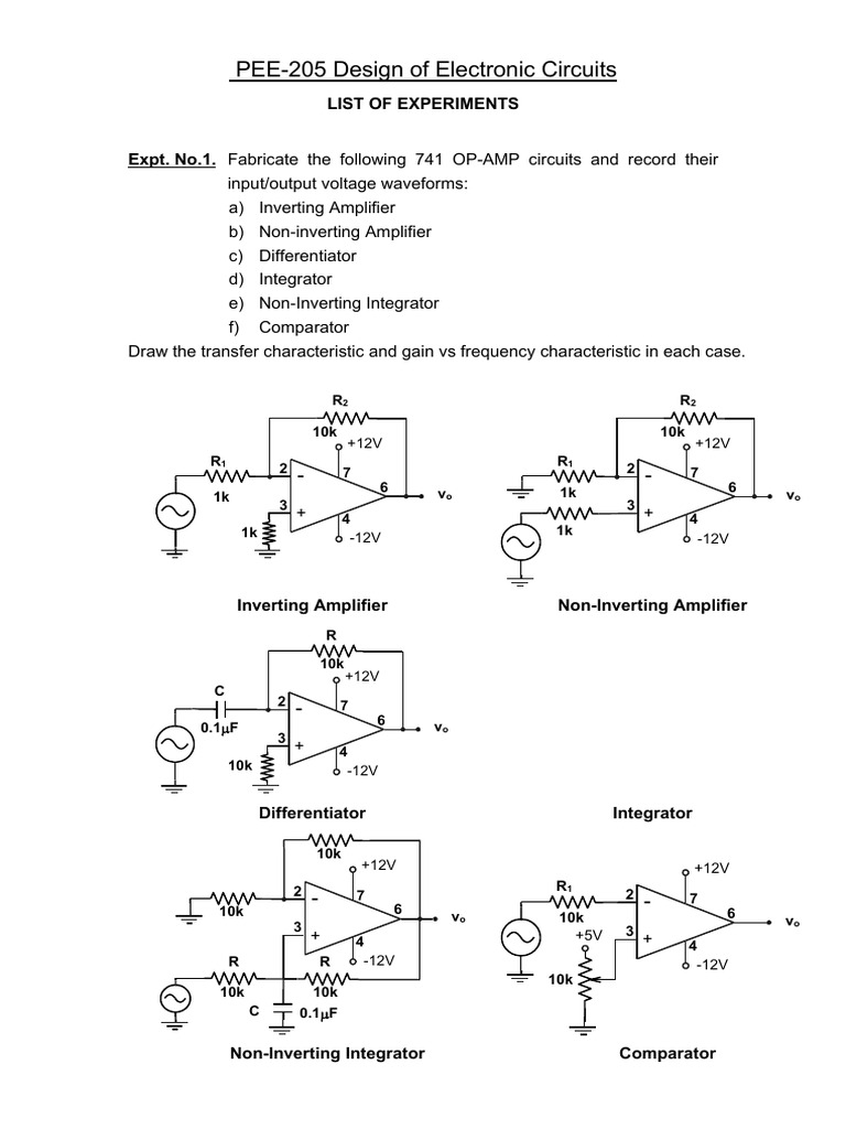 EE-205 Design of ELectronic Circuits Practicals | PDF | Operational ...