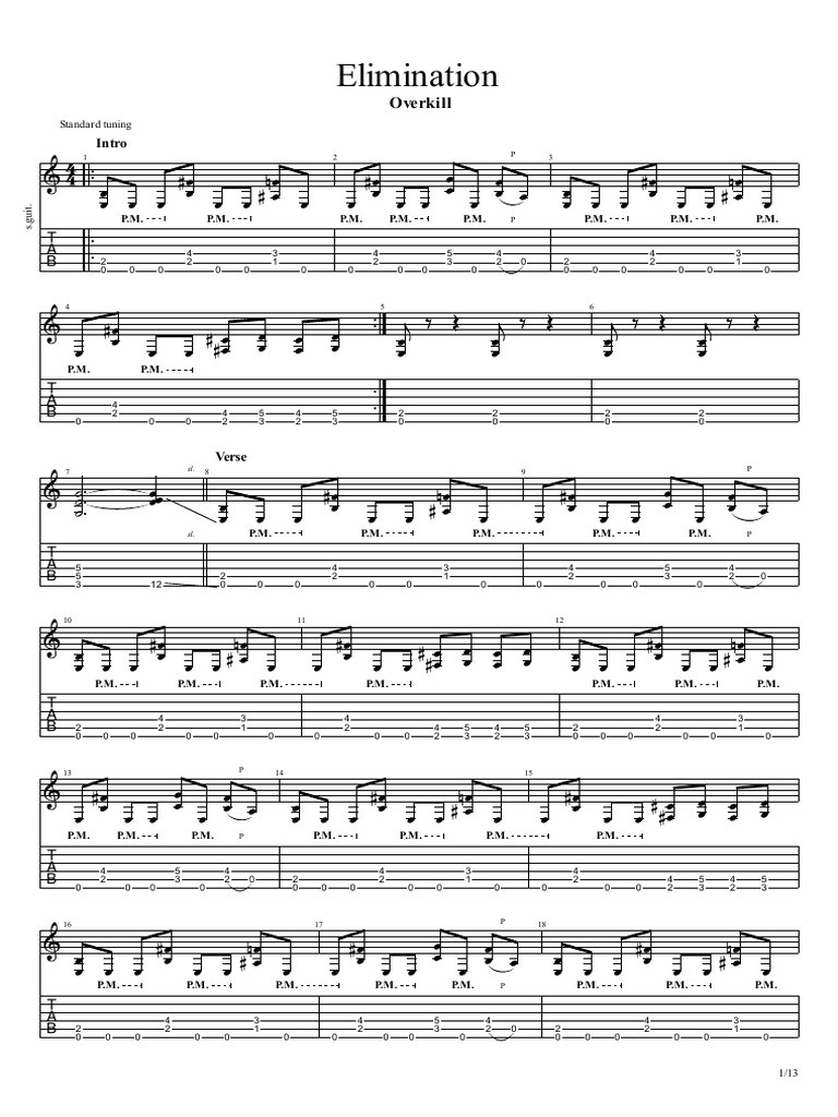 Overkill's - Elimination (Bobby Gustafson (Lead) ) | PDF | Elements Of ...