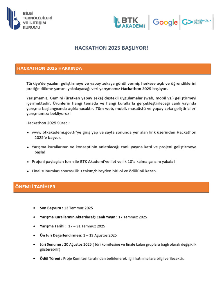 Hackathon2025 Bilgi Formu | PDF