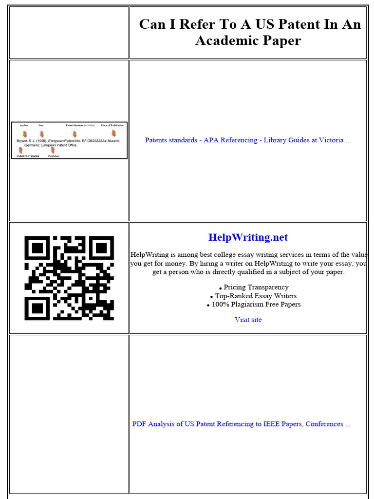 Can I Refer To A US Patent in An Academic Paper | PDF | Patent | Citation