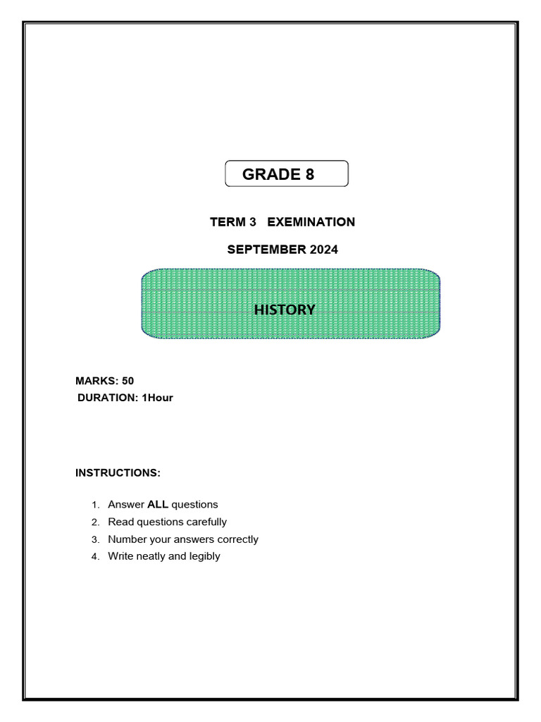 Ashanti Kingdom: Grade 8 History Exam | PDF