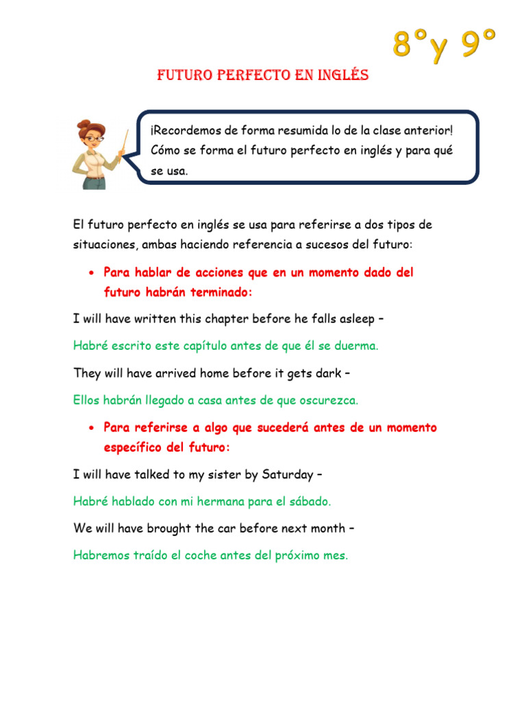 Futuro Perfecto en Inglés: Uso y Estructura | PDF | Mecánica del ...