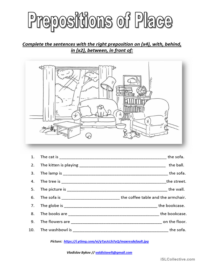 Worksheets With Simon's Cat - Prepositions of Place | PDF