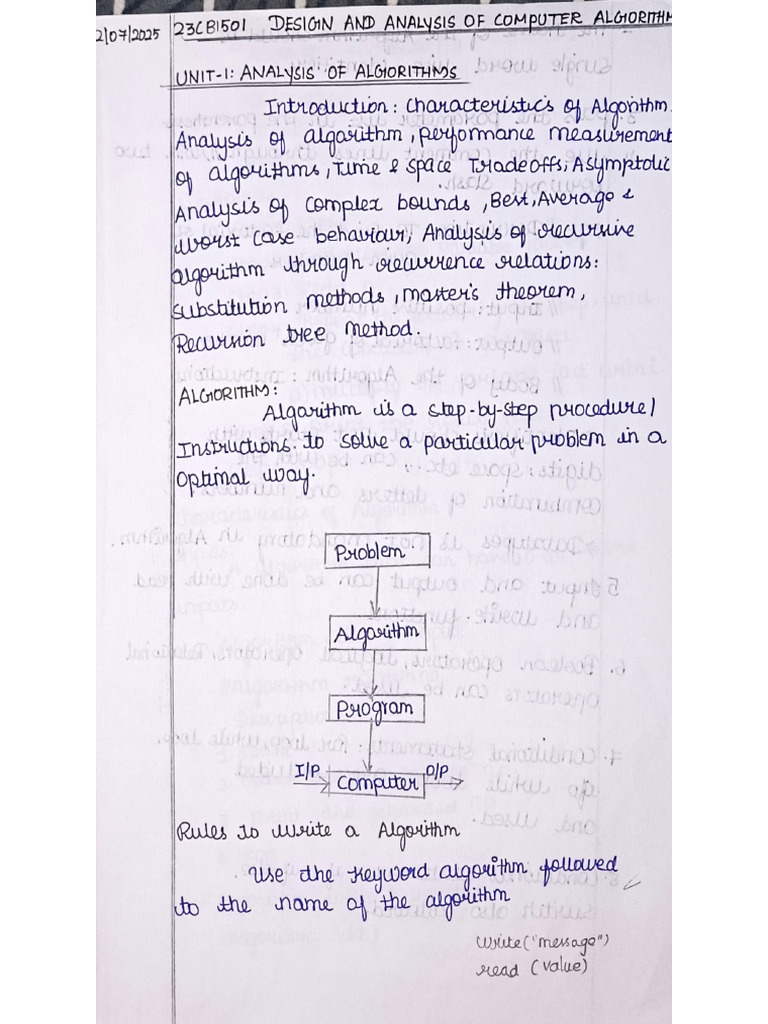 DAA Unit1 Notes For Computer Science and Business | PDF