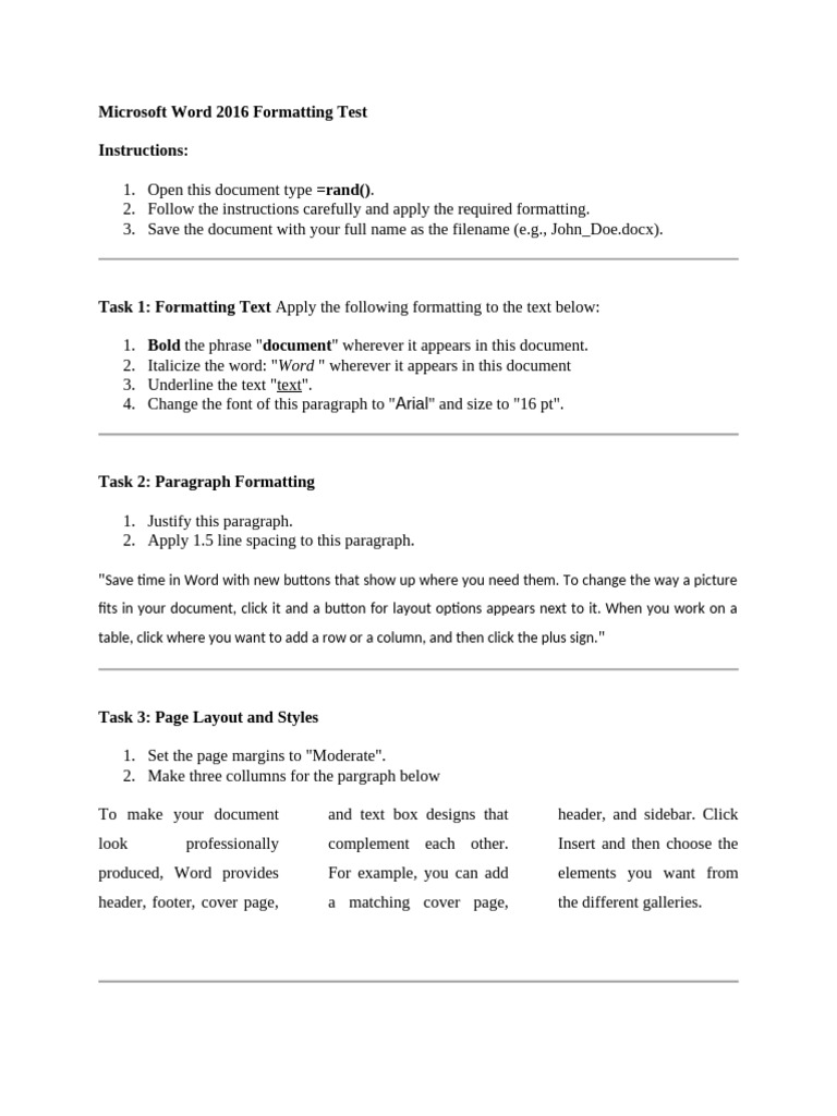 Formatting Guide for Word 2016 | PDF | Microsoft Word | Typography