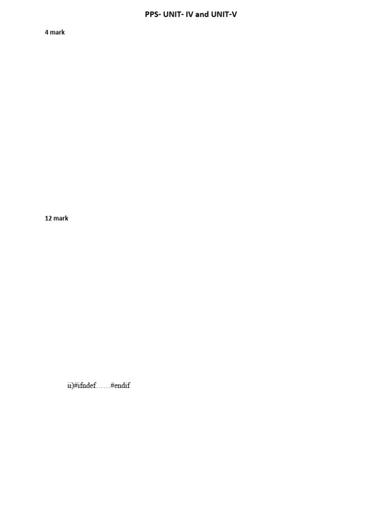 PPS-Unit-IV and V Question Bank | PDF | Pointer (Computer Programming) | C (Programming Language)