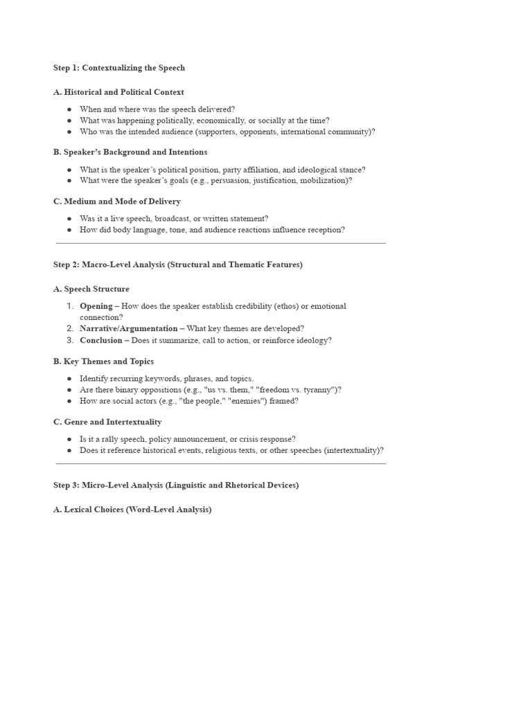 Discourse Analysis - Guide To Political Speech 101 | PDF ...