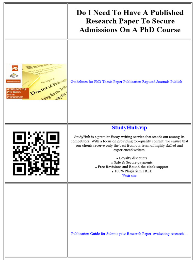 Do I Need To Have A Published Research Paper To Secure Admissions On A ...