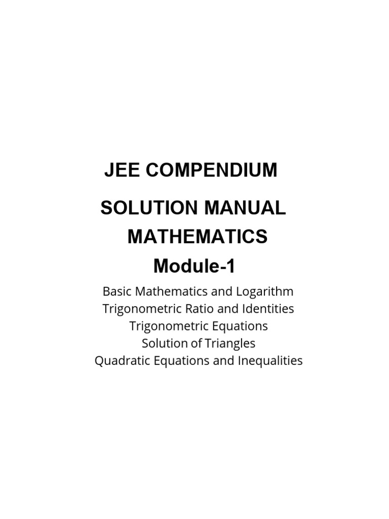 JEE Mathematics Solutions: Triangles & Equations | PDF | Mathematical ...