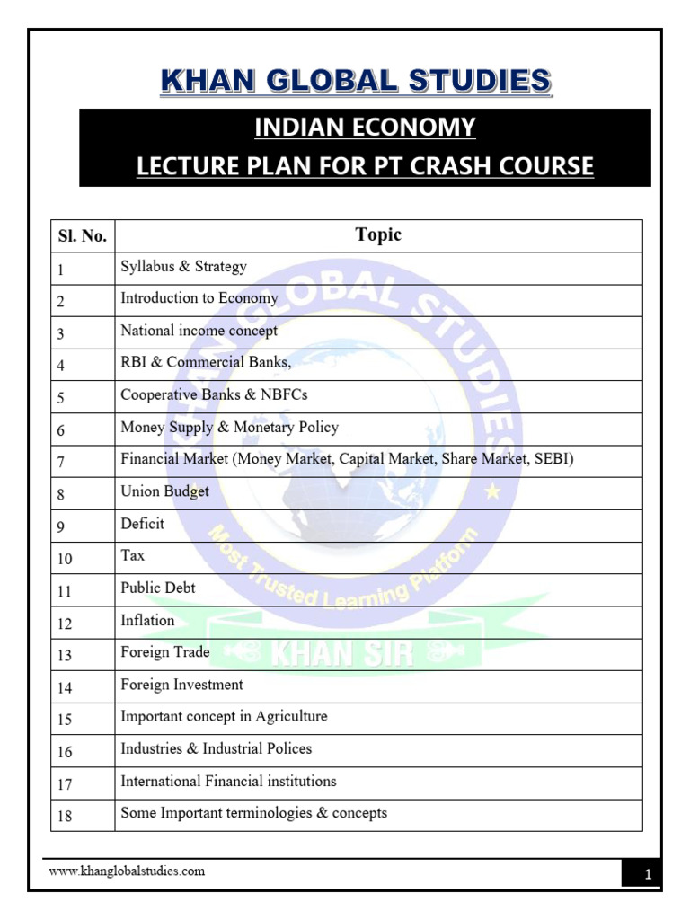 Indian Economy Crash Course Planner-25 Feb 2025 | PDF