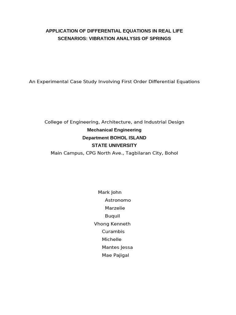 Application of Differential Equations in Real Life Scenarios | PDF