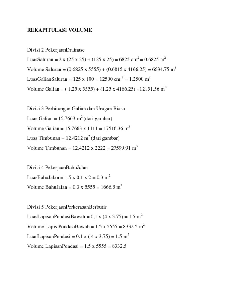 Rekapitulasi Volume | PDF | Metode & Bahan Ajar | Teknologi & Rekayasa