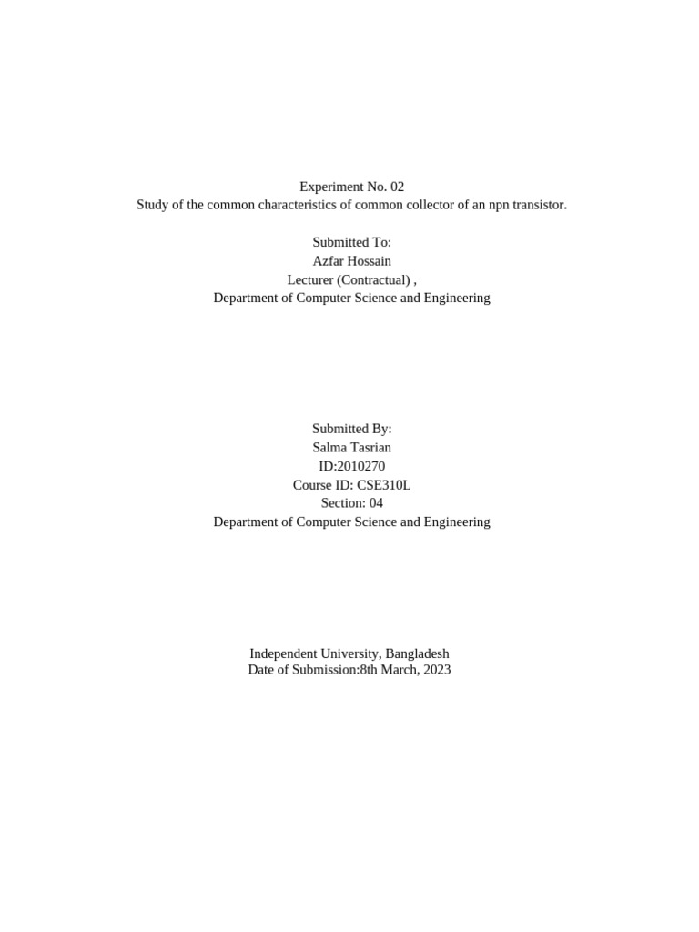 Electronics Lab Report | PDF