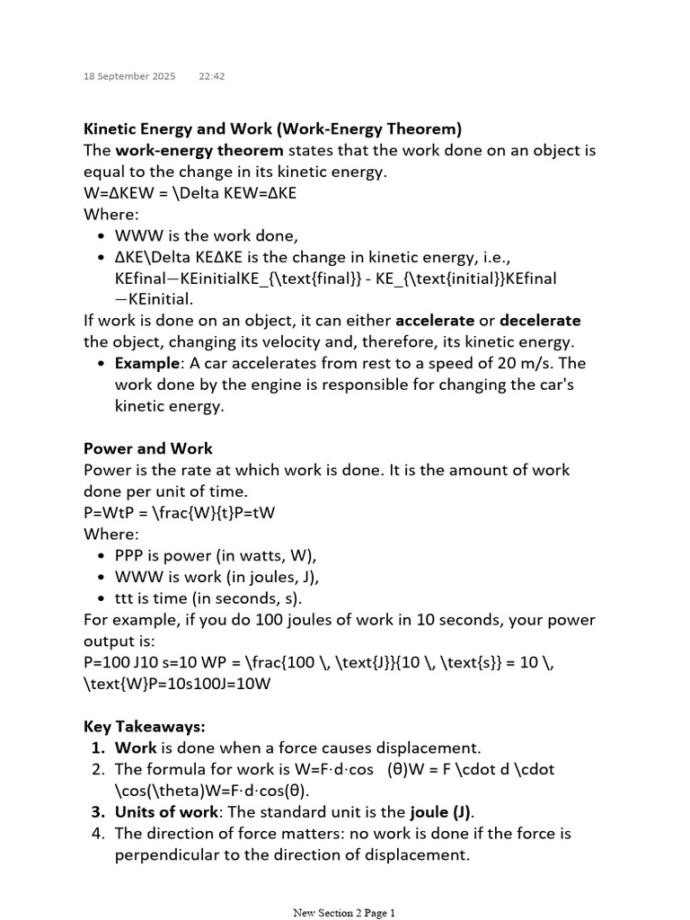 Kinetic Energy and Work (Work-Energy Theorem) | PDF