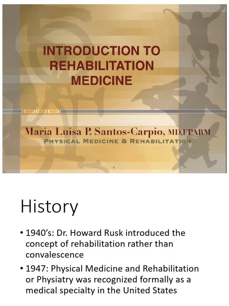 Rehab - Introduction To Rehab Med 2021 Dr. Santos-Carpio | PDF