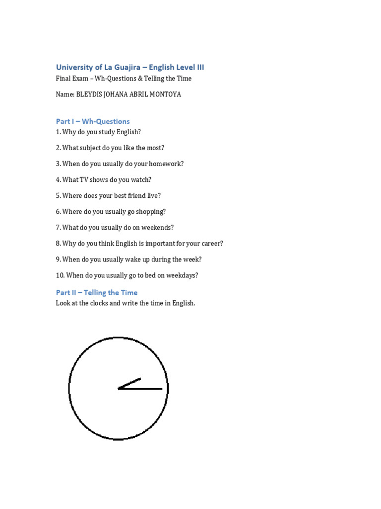 Final Exam University WH Questions | PDF | Academic Term