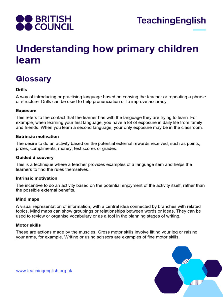Understanding How Primary Children Learn: Glossary | PDF | Learning ...