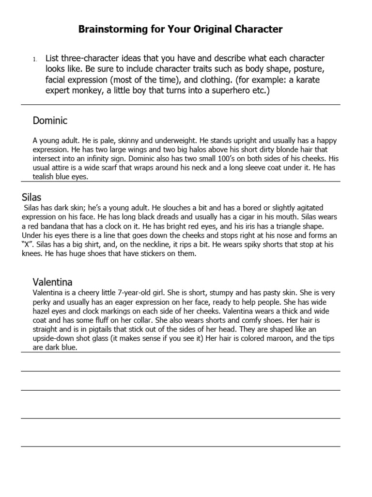 Character Creation Brainstorming Guide | PDF | Clothing | Fashion