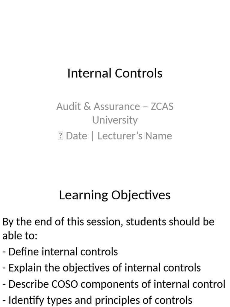 Understanding Internal Controls in Auditing | PDF | Internal Control ...