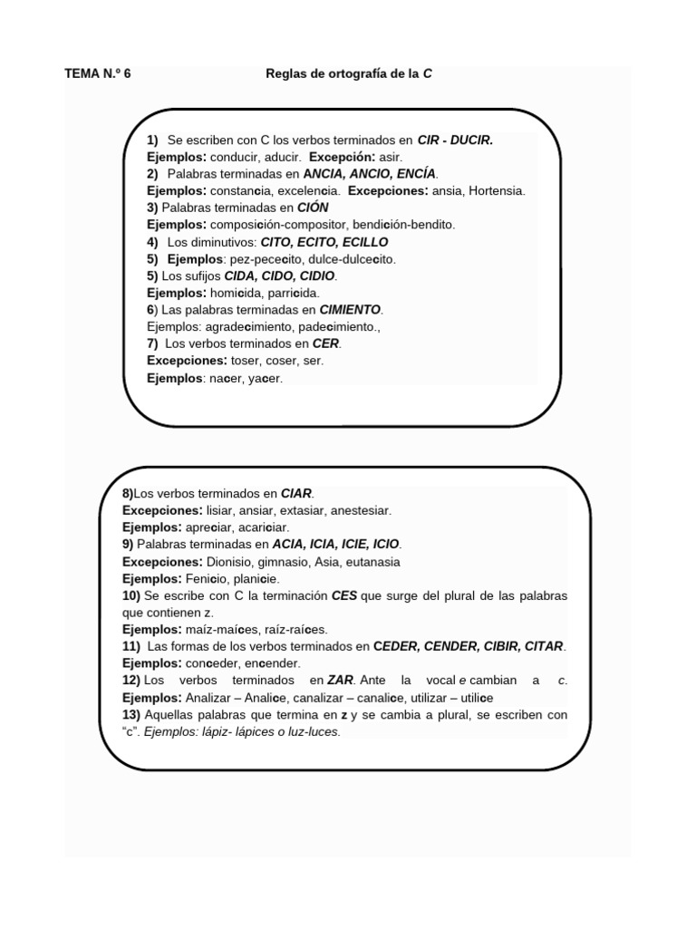 TEMA 6 Reglas de Ortografía C-S-Z | PDF | Tipología Lingüística | Semántica