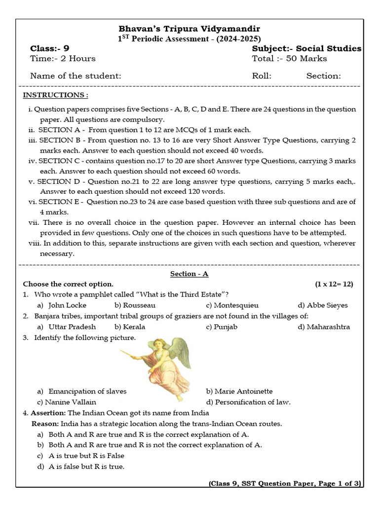 Class 9 SST 1st Periodic Assessment | PDF | Himalayas