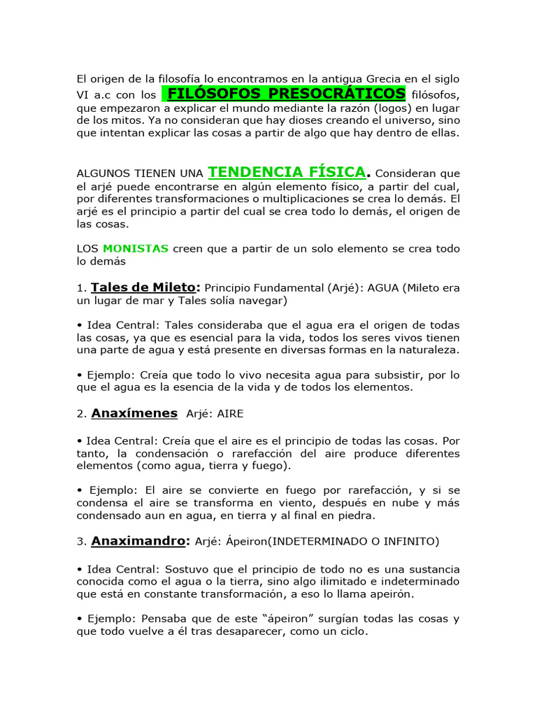 Pre Socratic Os | PDF | Metafísica | Filosofía griega antigua