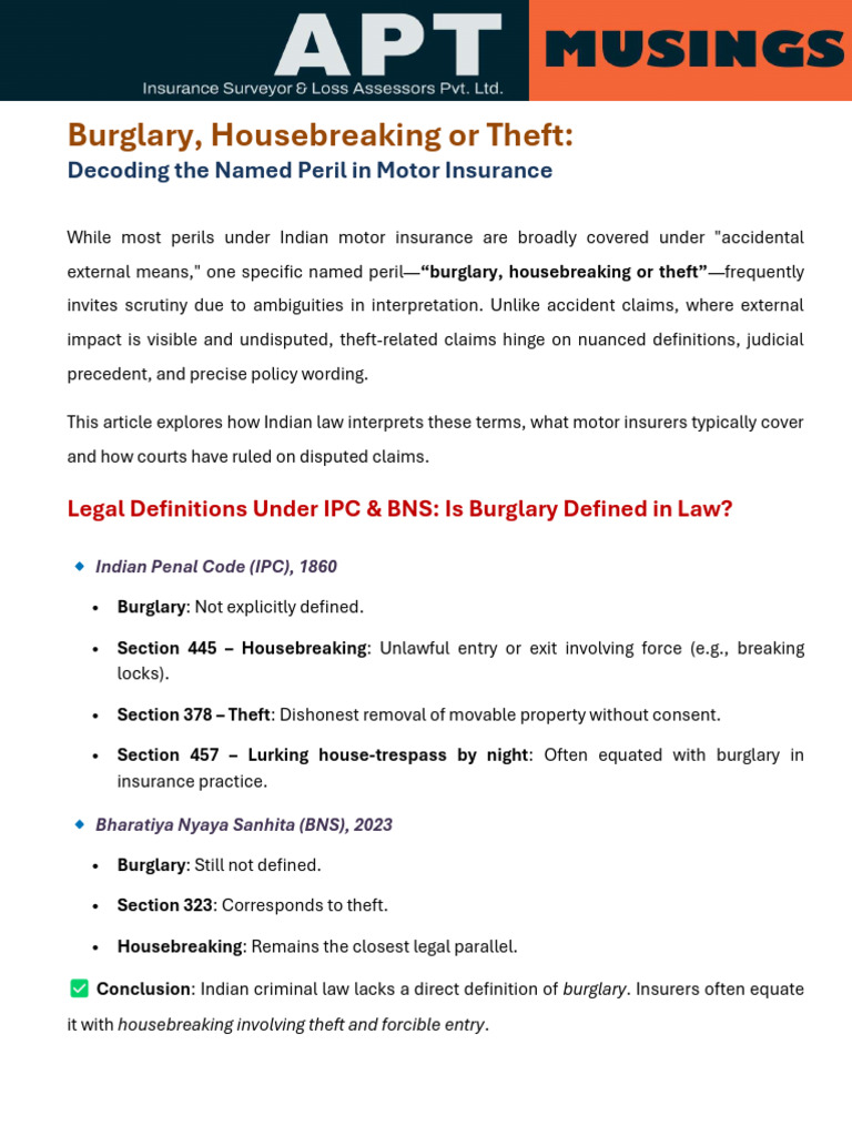 Housebreaking Burglary or Theft | PDF | Burglary | Insurance