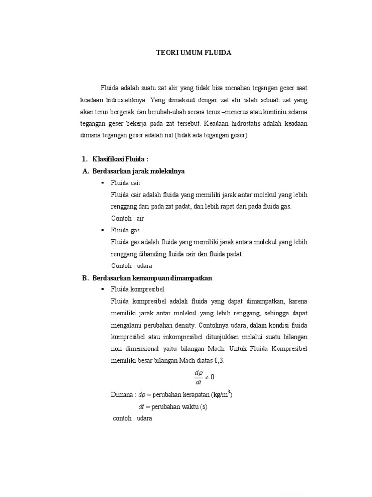 Teori Fluida | PDF | Sains & Matematika