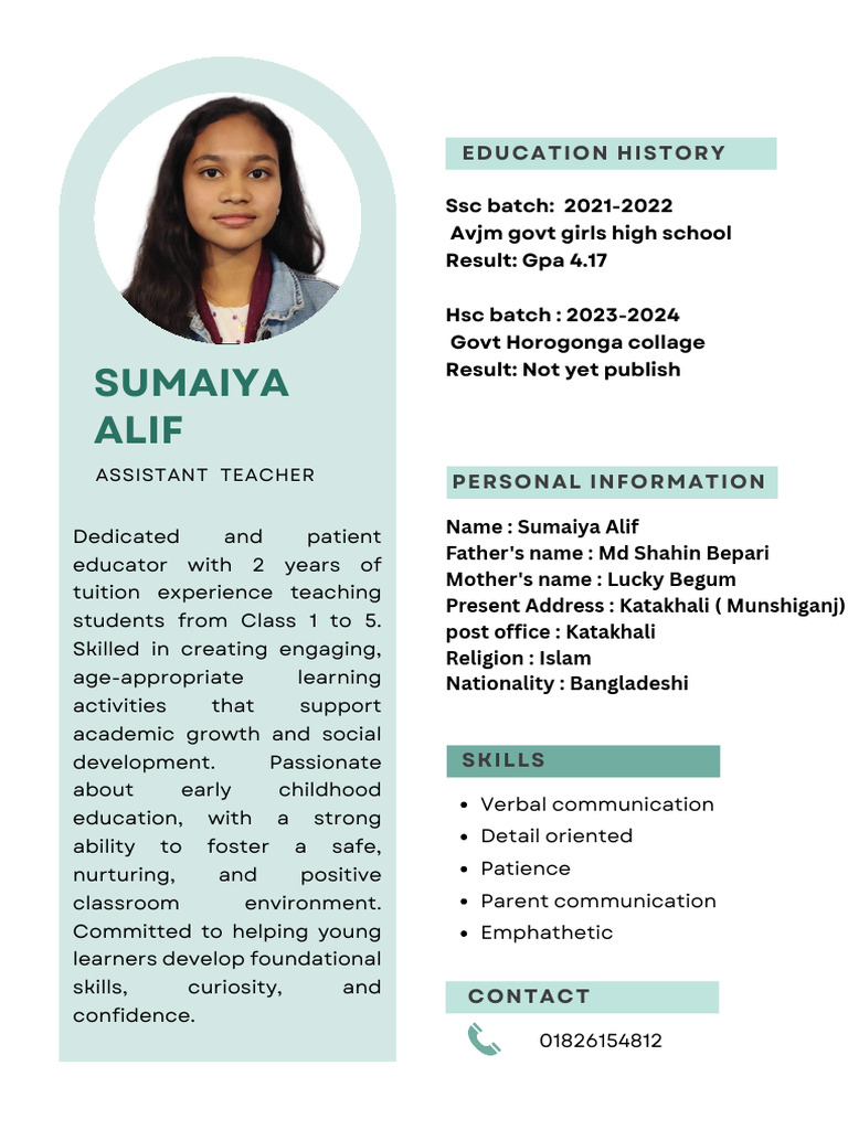 Sumaiya Alif CV 1 | PDF