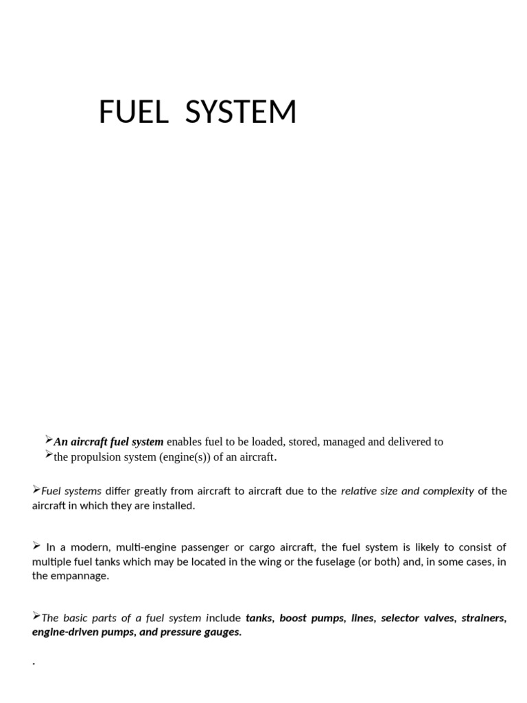 Aircraft Fuel System Overview | PDF | Aviation | Aircraft