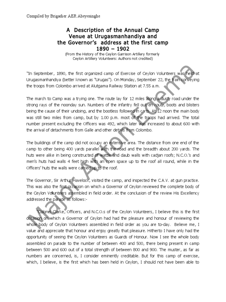Ceylon Volunteer Camp History 1890-1902 | PDF | Sri Lanka | Military