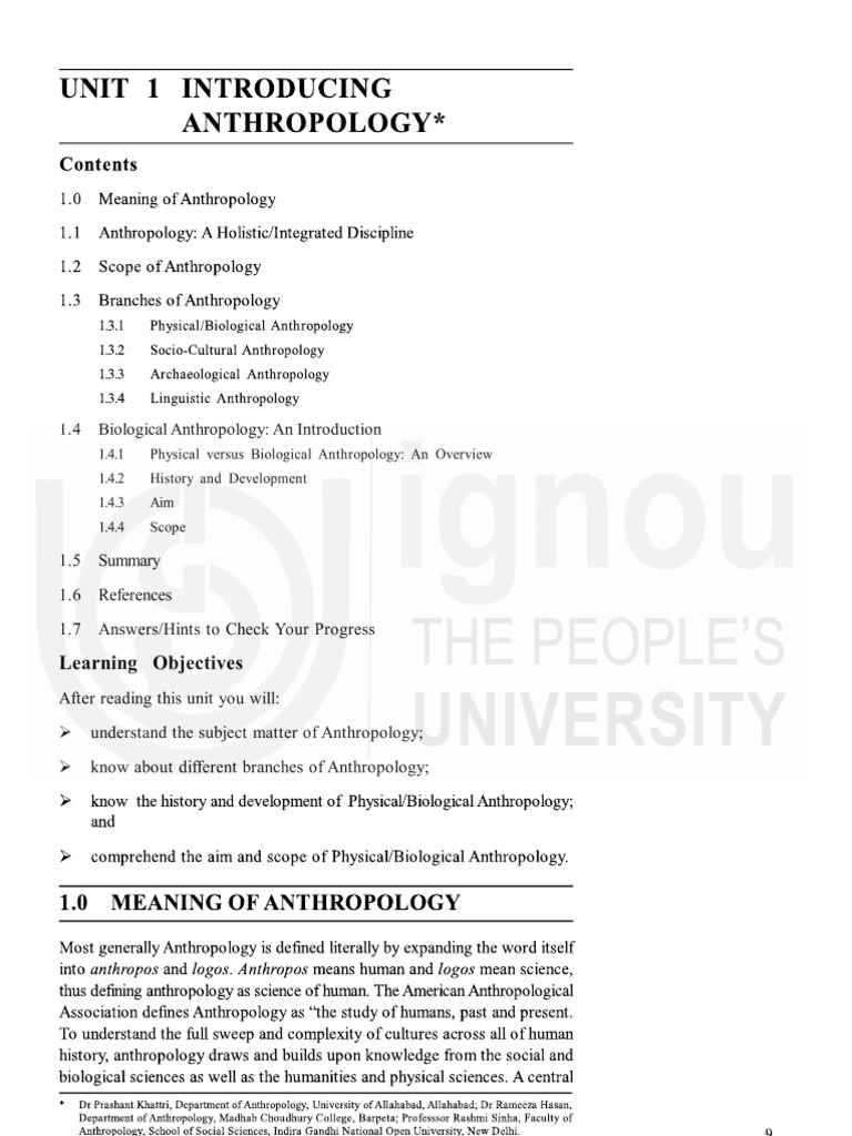 Anthropology Unit 1 | PDF
