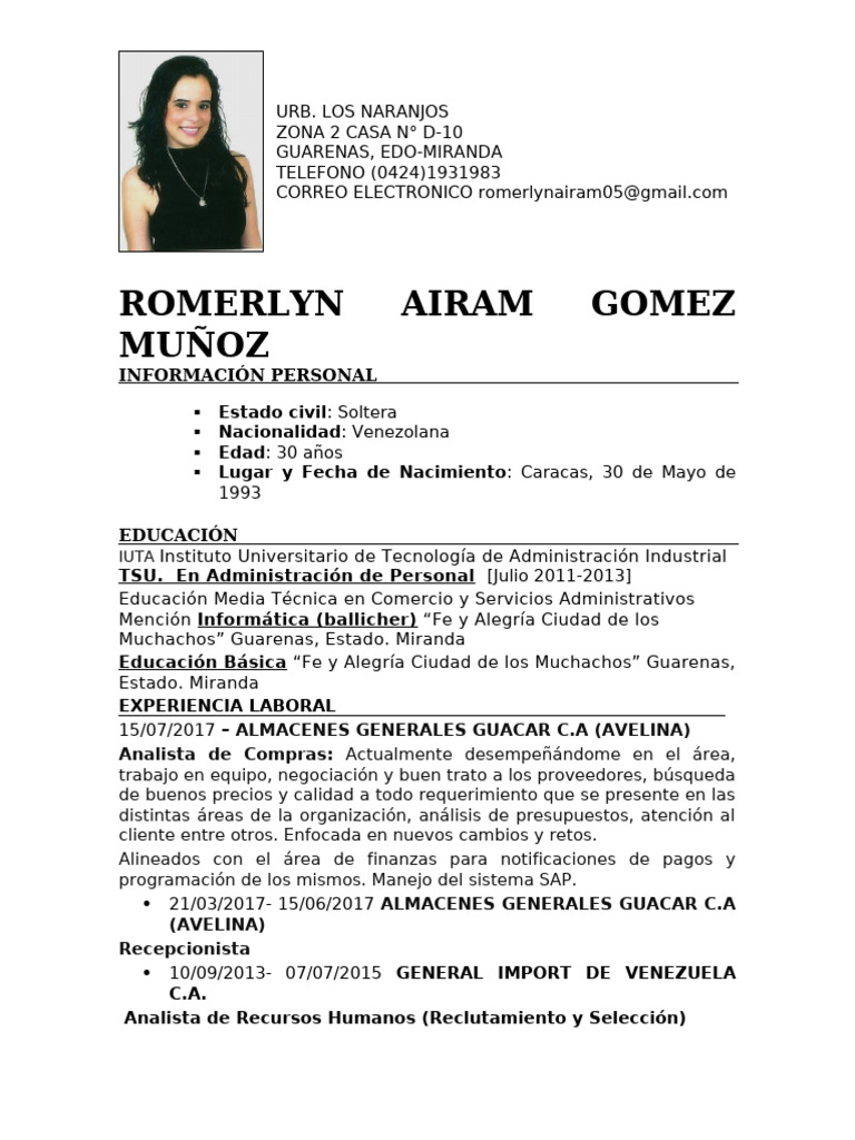 Perfil Profesional de Romerlyn Airam Gómez | PDF